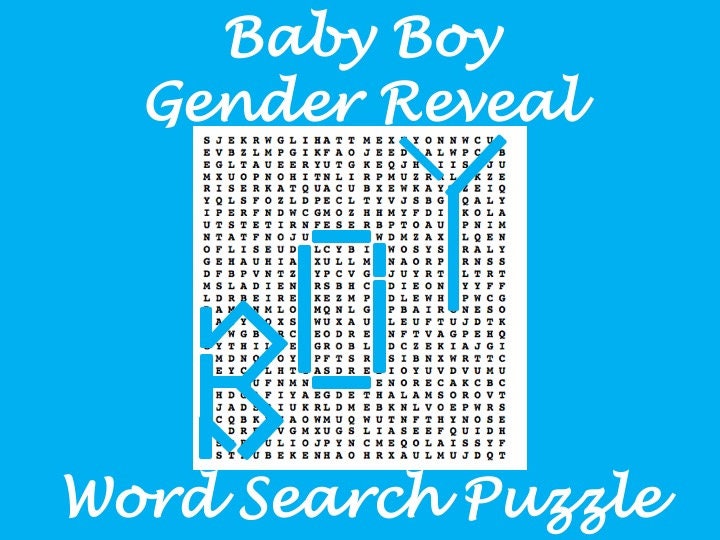 Printable Baby Boy Gender Reveal Word Search Puzzle With Answer Key - Etsy