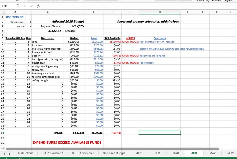 Simple to Use Personal Budgeting Spreadsheet Template for Excel and ...