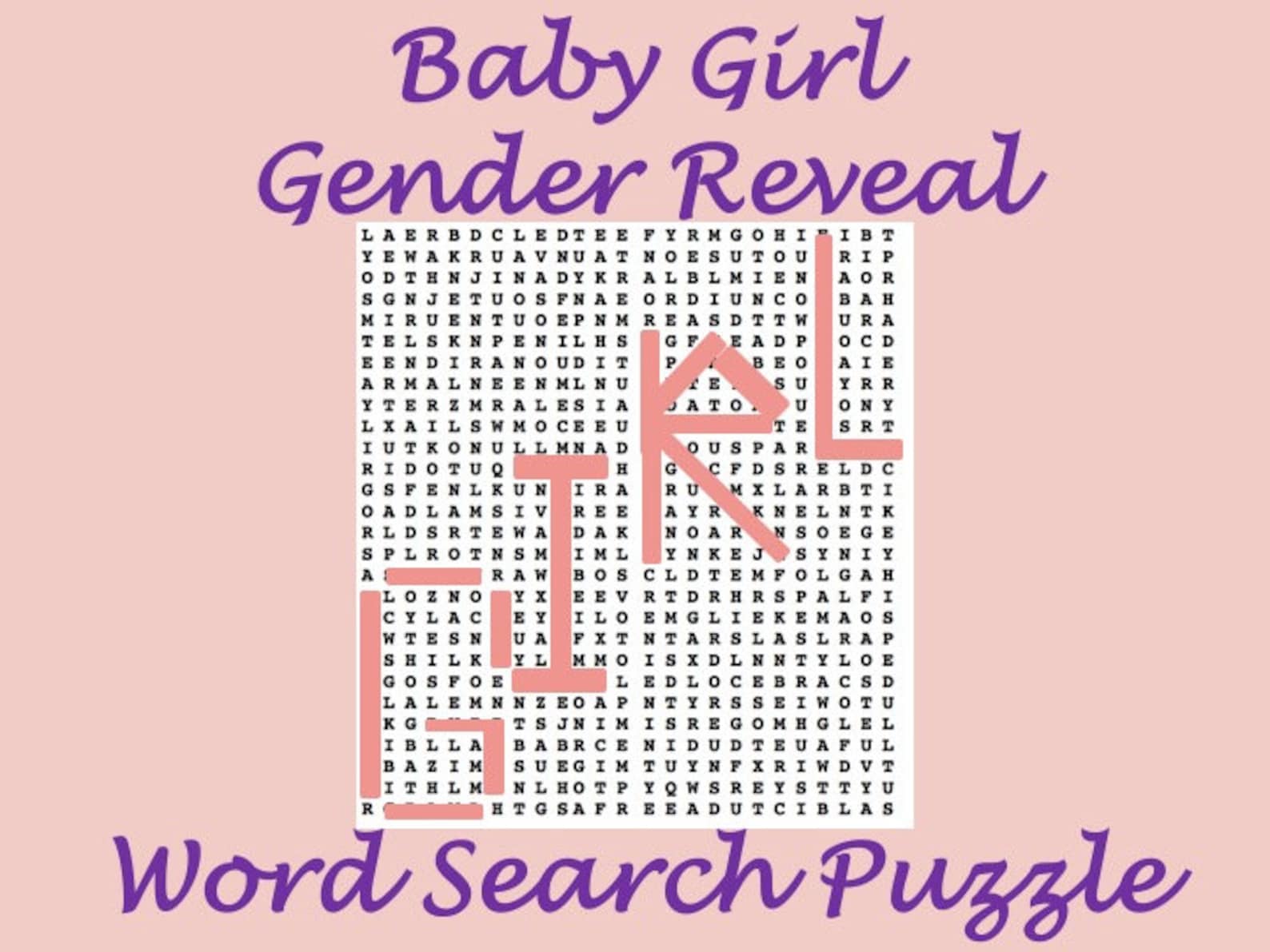 Printable Baby Girl Gender Reveal Word Search Puzzle With Answer Key - Etsy