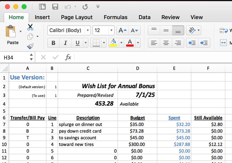 Simple to Use Personal Budgeting Spreadsheet Template for Excel and ...