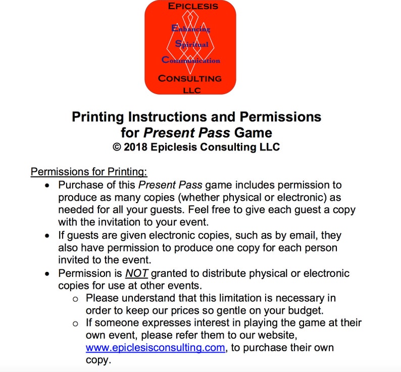 Present Pass Printable Party Gift Passing Game - Etsy