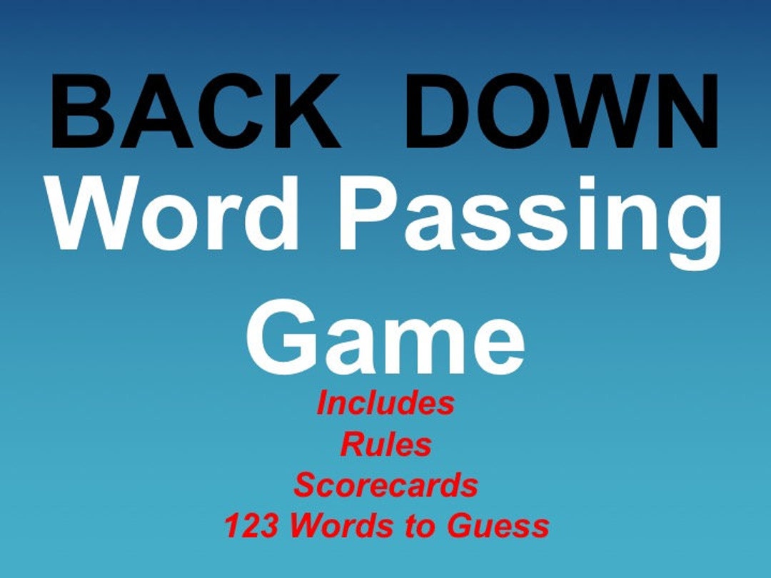 Printable Back Down Word Passing Game for 4-8 Players Ages 8 to Adult ...