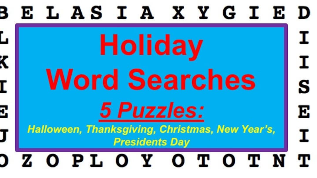 Printable Holiday Word Search Puzzles for Halloween, Thanksgiving ...