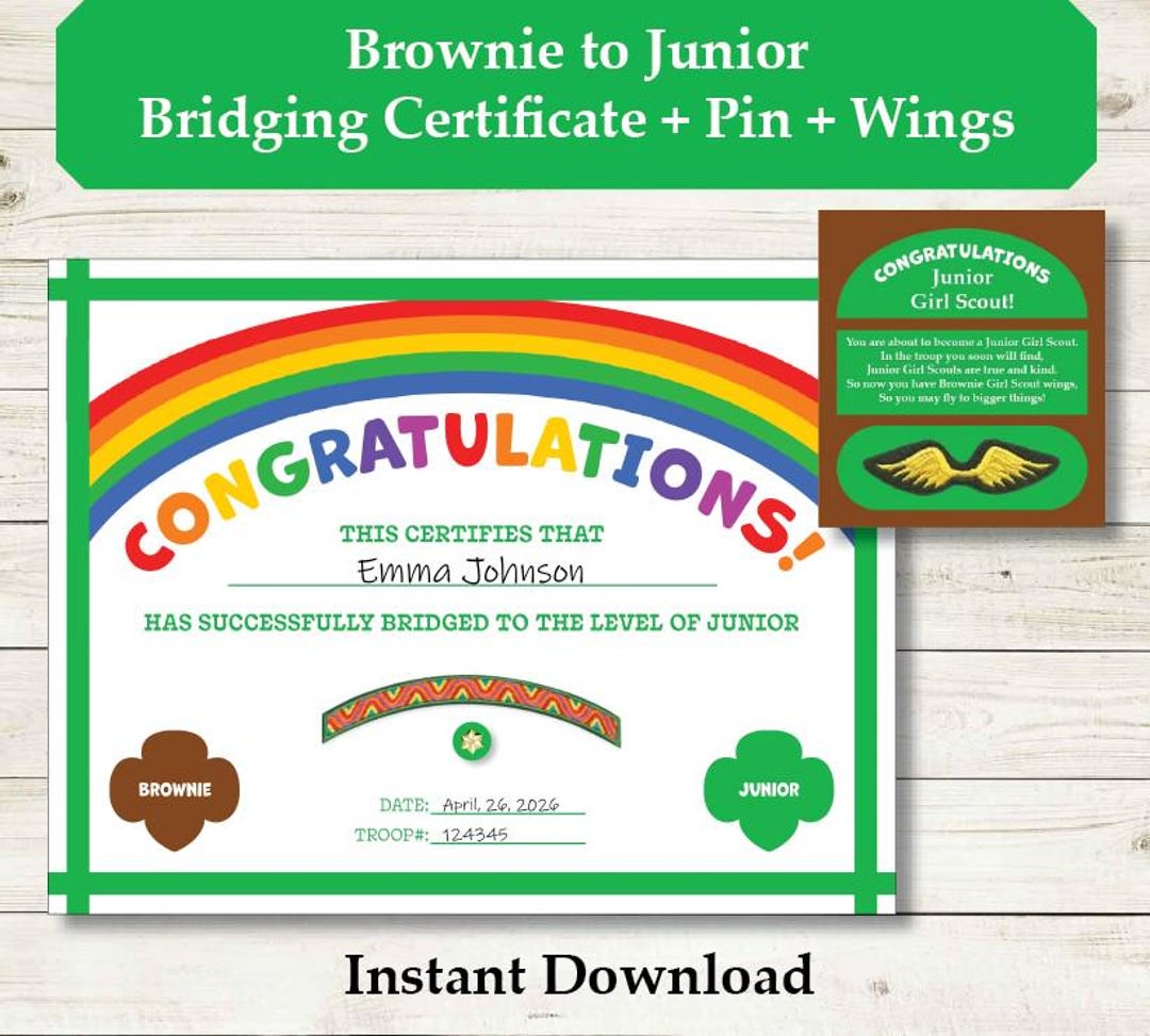 Brownie to Junior Bridging Certificates: Scout Ceremony Printable ...