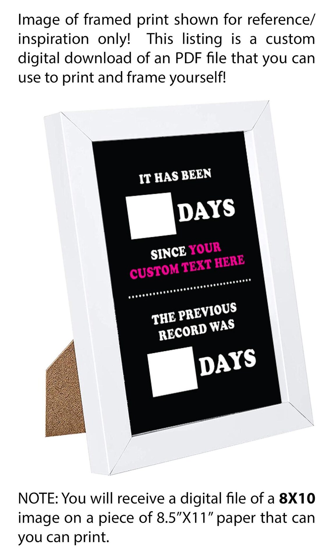 8X10 Custom Record Sign, DIY Printable, DIGITAL DOWNLOAD, Days Since ...