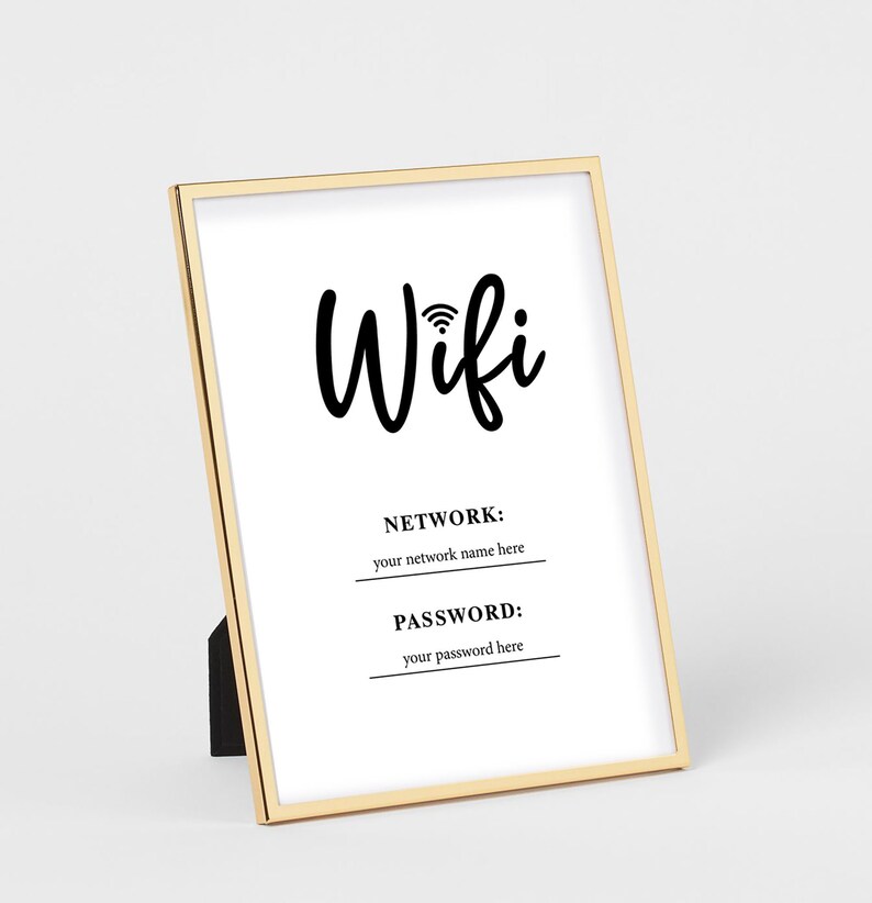 WIFI Password Sign Printable, Editable Guest Room Wi-fi Sign Template ...