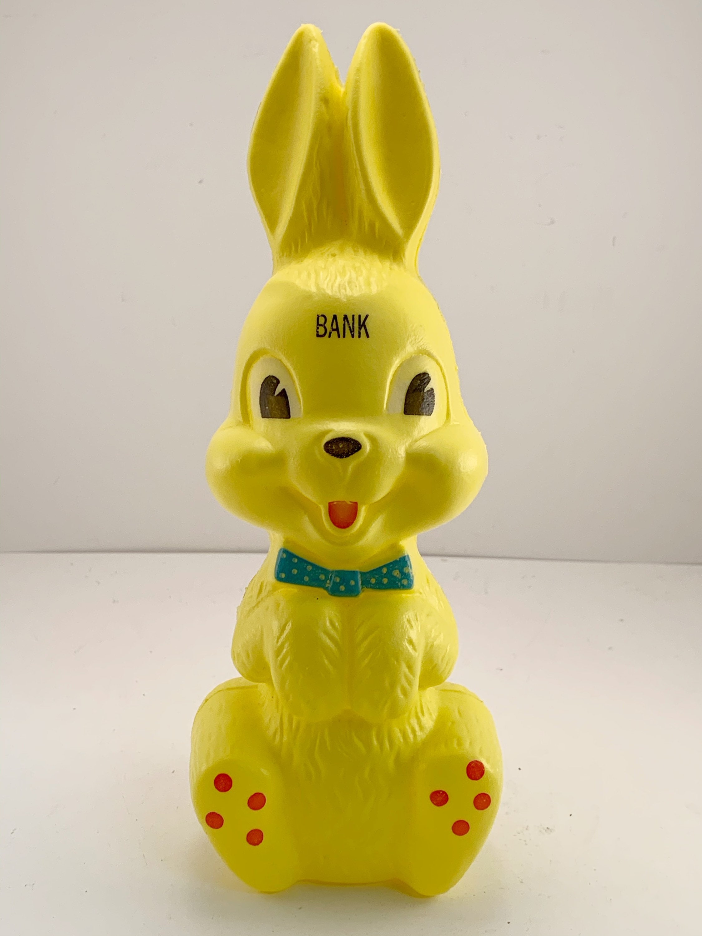 Vintage Yellow Easter Bunny Blow Mold Bank - Etsy