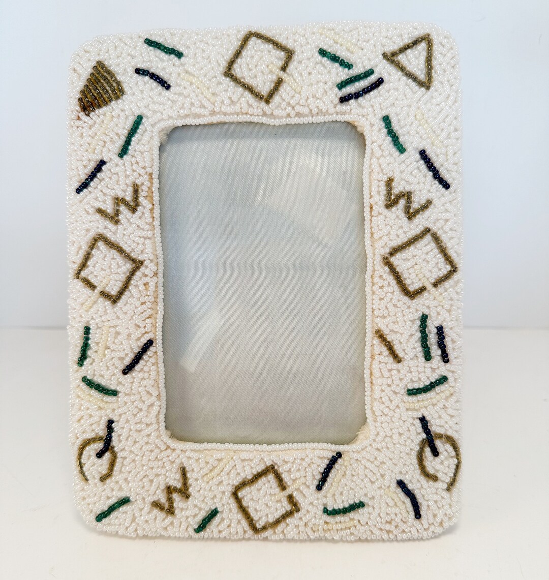 Vintage Geometric White Seed Bead Picture Frame - Etsy