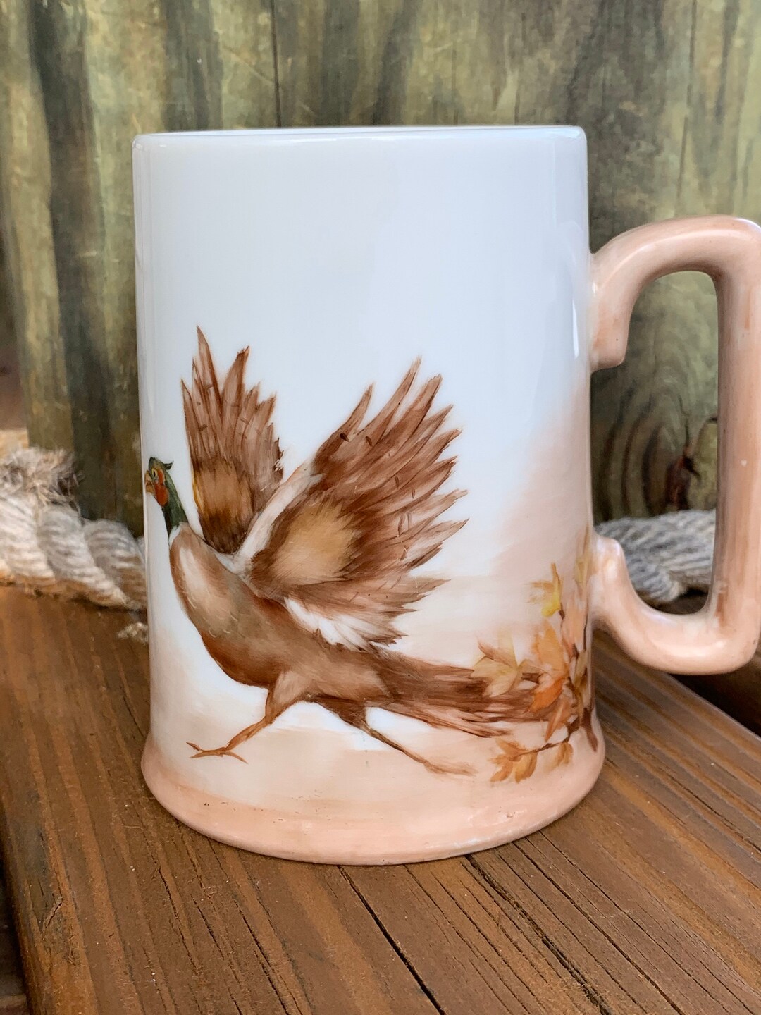 Vintage Hand Painted Pheasant Mug. Mug With Pheasant, Autumn Colors and ...