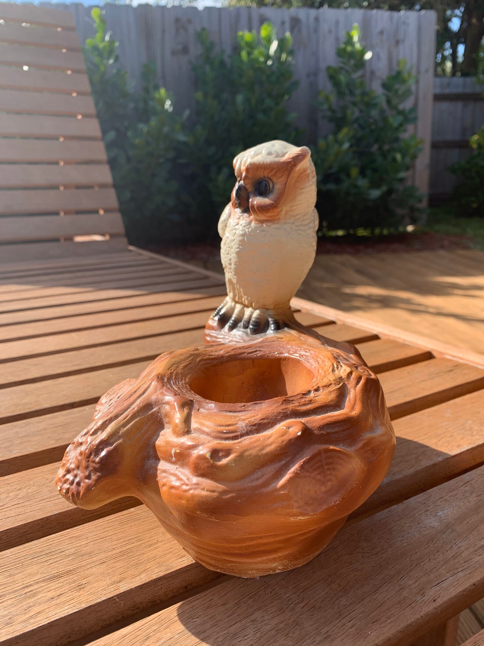 Vintage White Chalkware Owl Trinket Dish/ Change Dish - Etsy