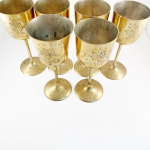 Set of Six Vintage Saudi Arabian Etched Brass Wine Glasses/ Goblets - Etsy