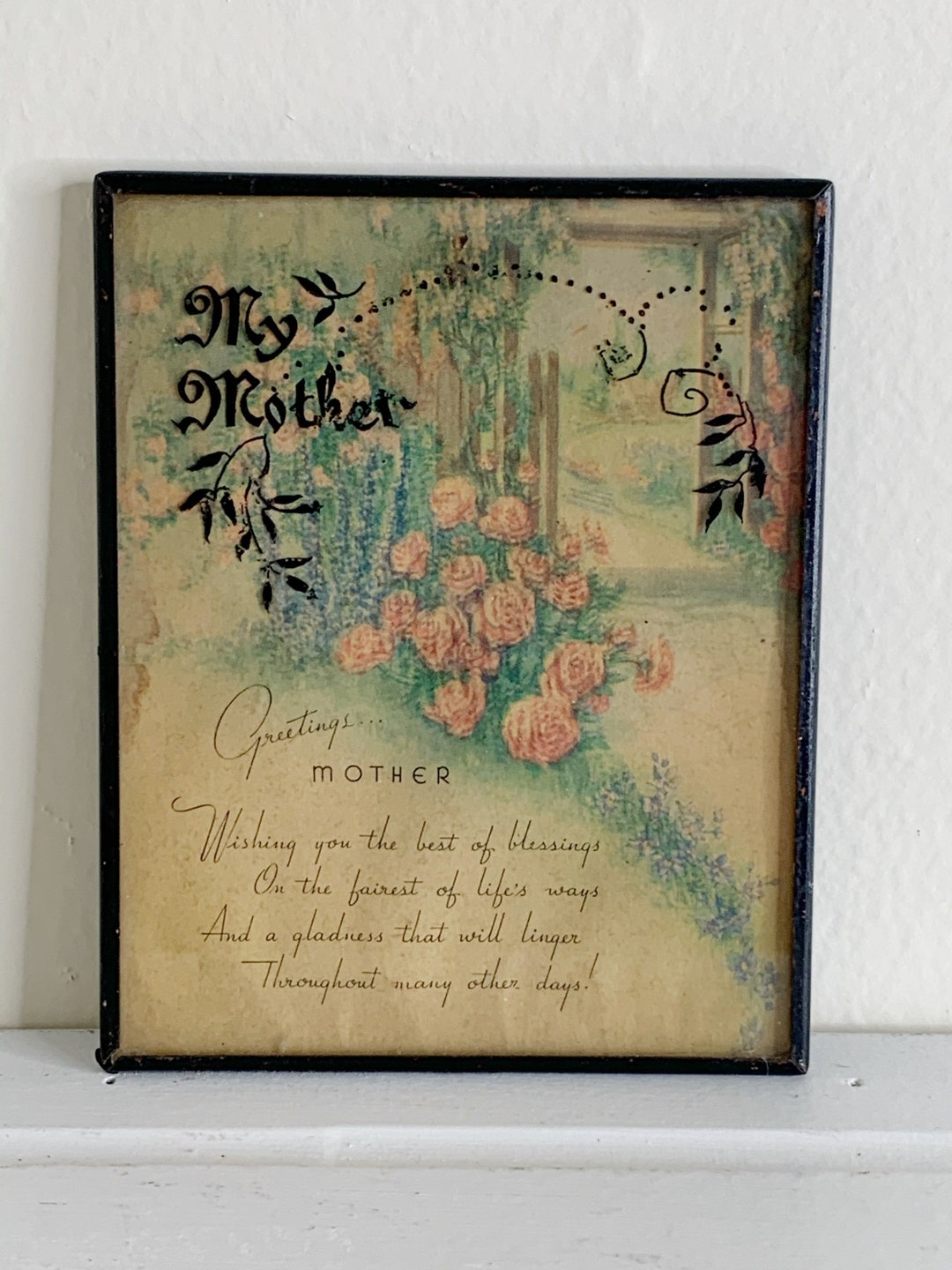 Vintage 1950s Mother’s Poem Lithograph Picture - Etsy