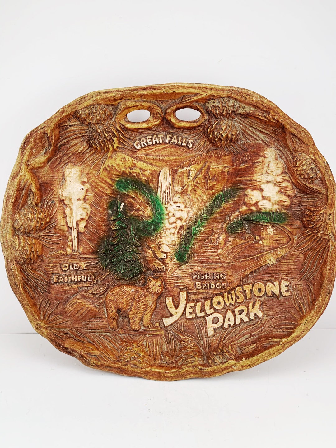 Vintage Yellowstone National Park Souvenir Resin Bowl or Wall Plaque by ...