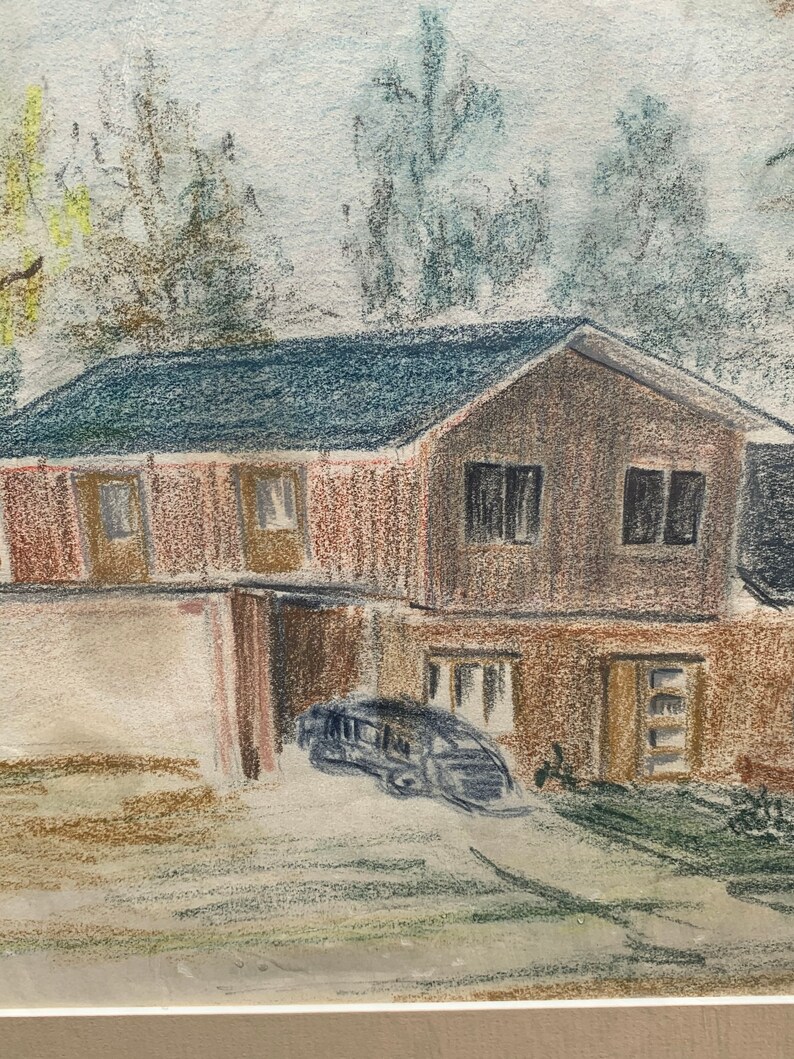Vintage Original Art Drawing of a Mid Century Home From 1963 | Etsy