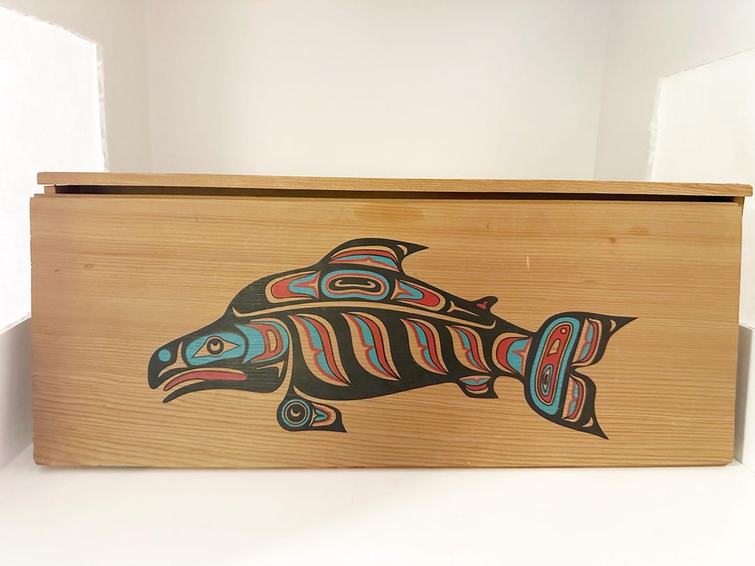 Vintage Northwest Coastal Native American Whale Art on Wood Box - Etsy