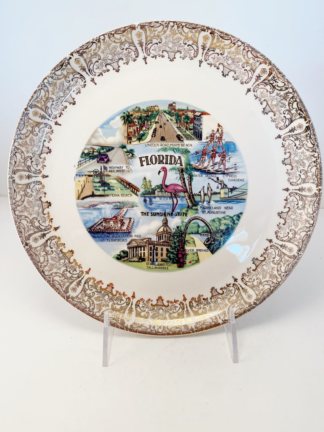 Vintage Florida Souvenir Plate - Etsy