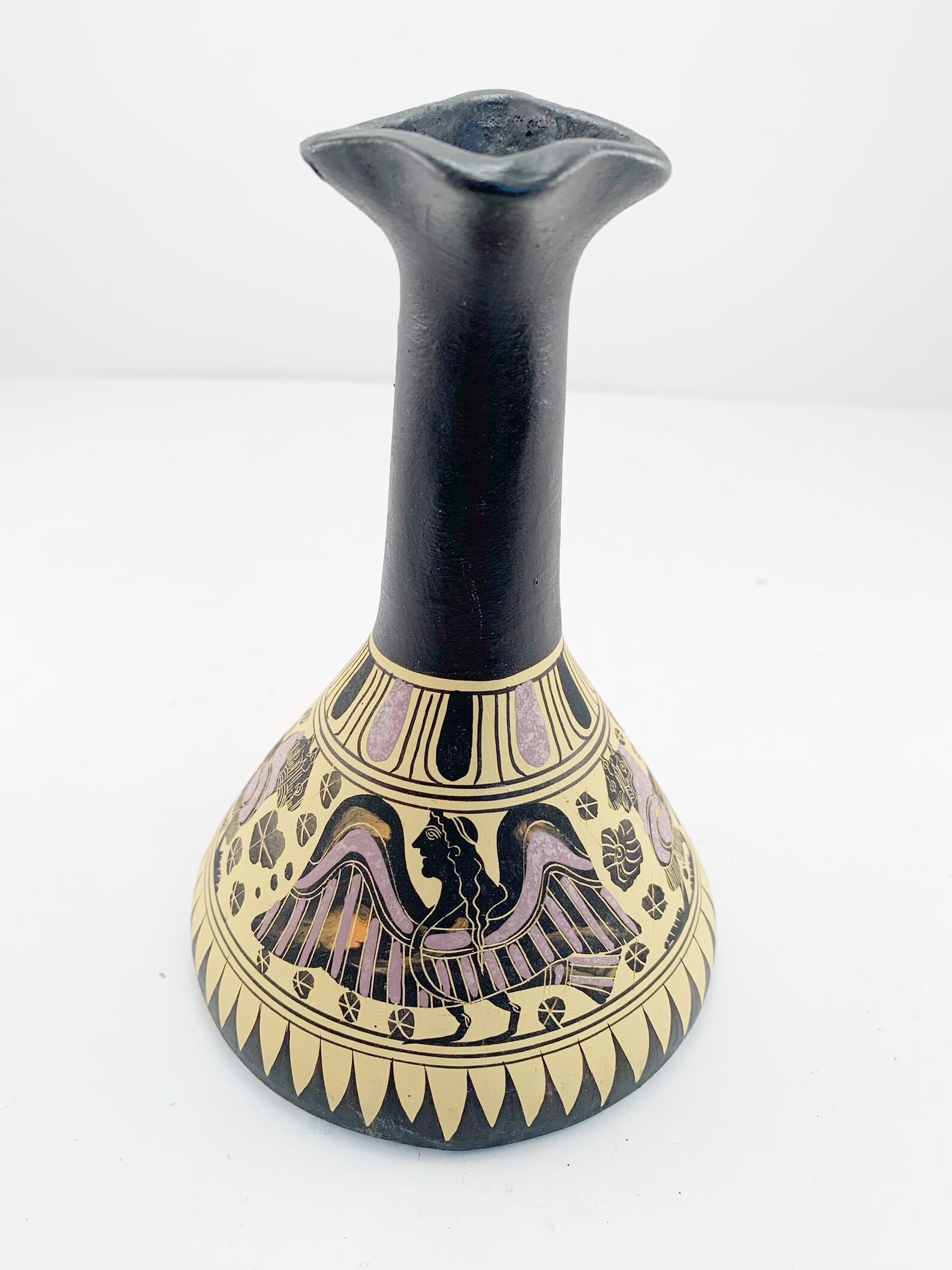 Pair of vintage hand painted Corinthian pottery Greek Olive | Etsy