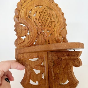 Vintage Carved Wooden Shelf With Intricate Filigree Detail, Bohemian ...