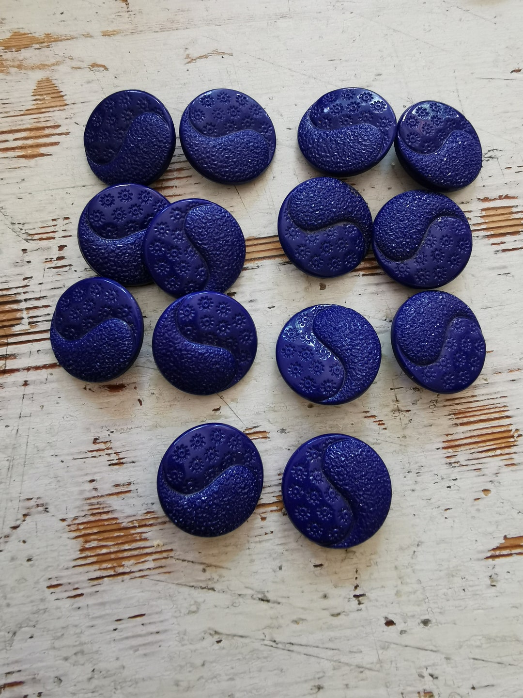 Vintage Blue Glass Buttons - Etsy