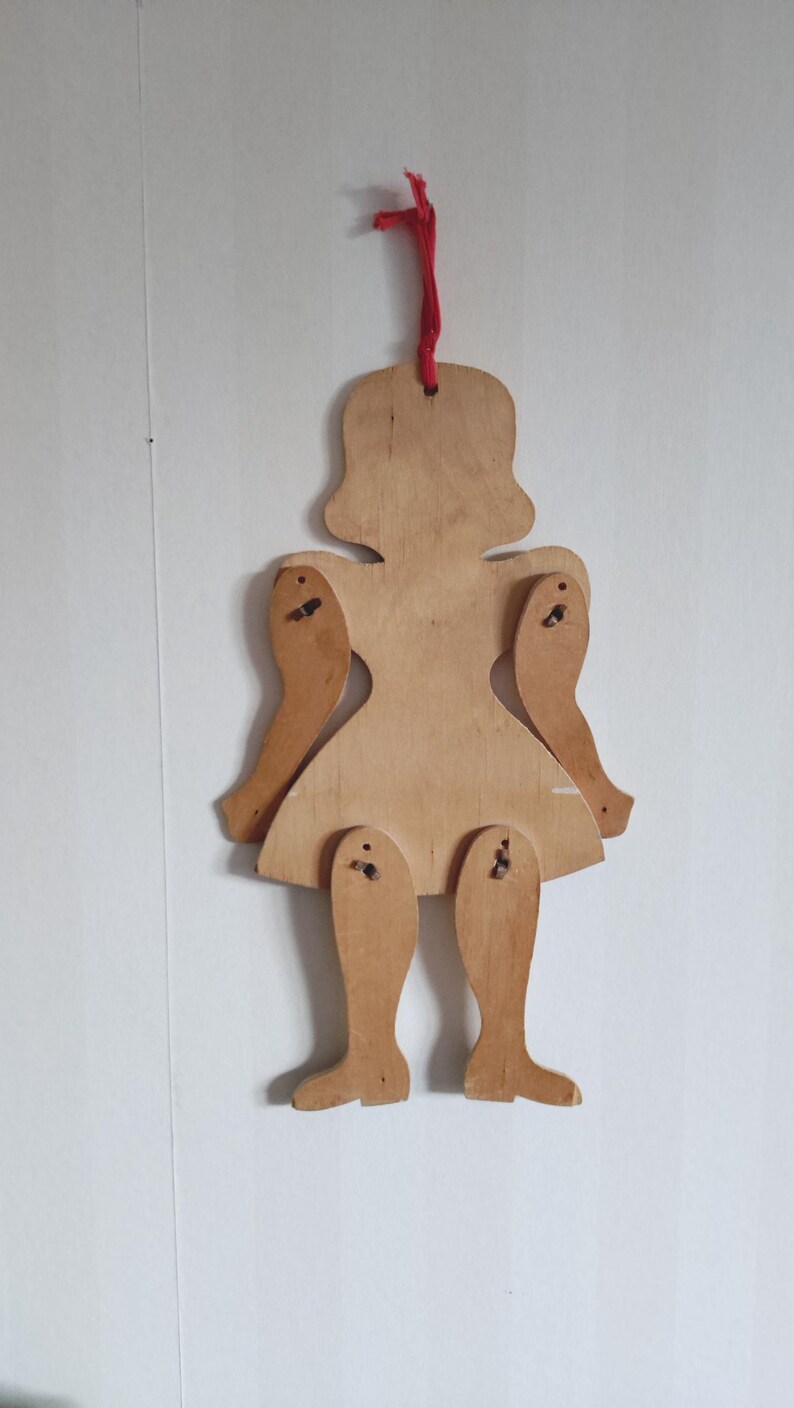 Vintage 1940s Jumping Jack Girl Doll Antique Wooden Marionette Toy ...