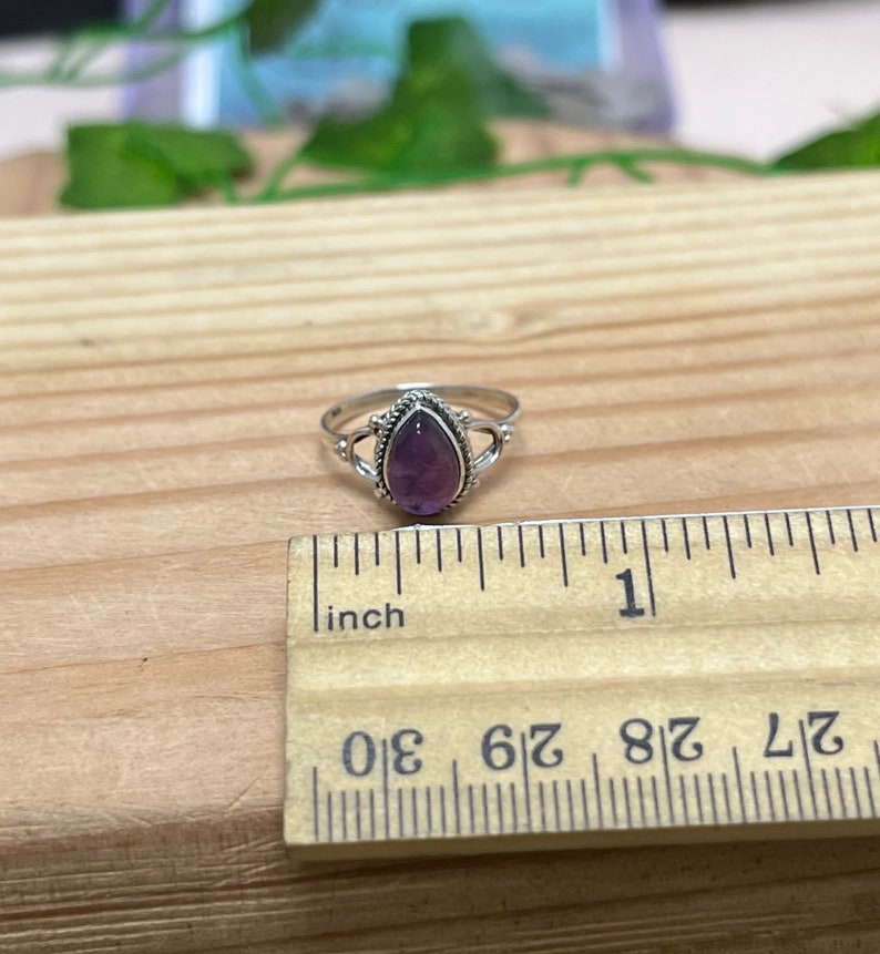 Teardrop Amethyst Wishbone Design Sterling Silver Ring - Etsy