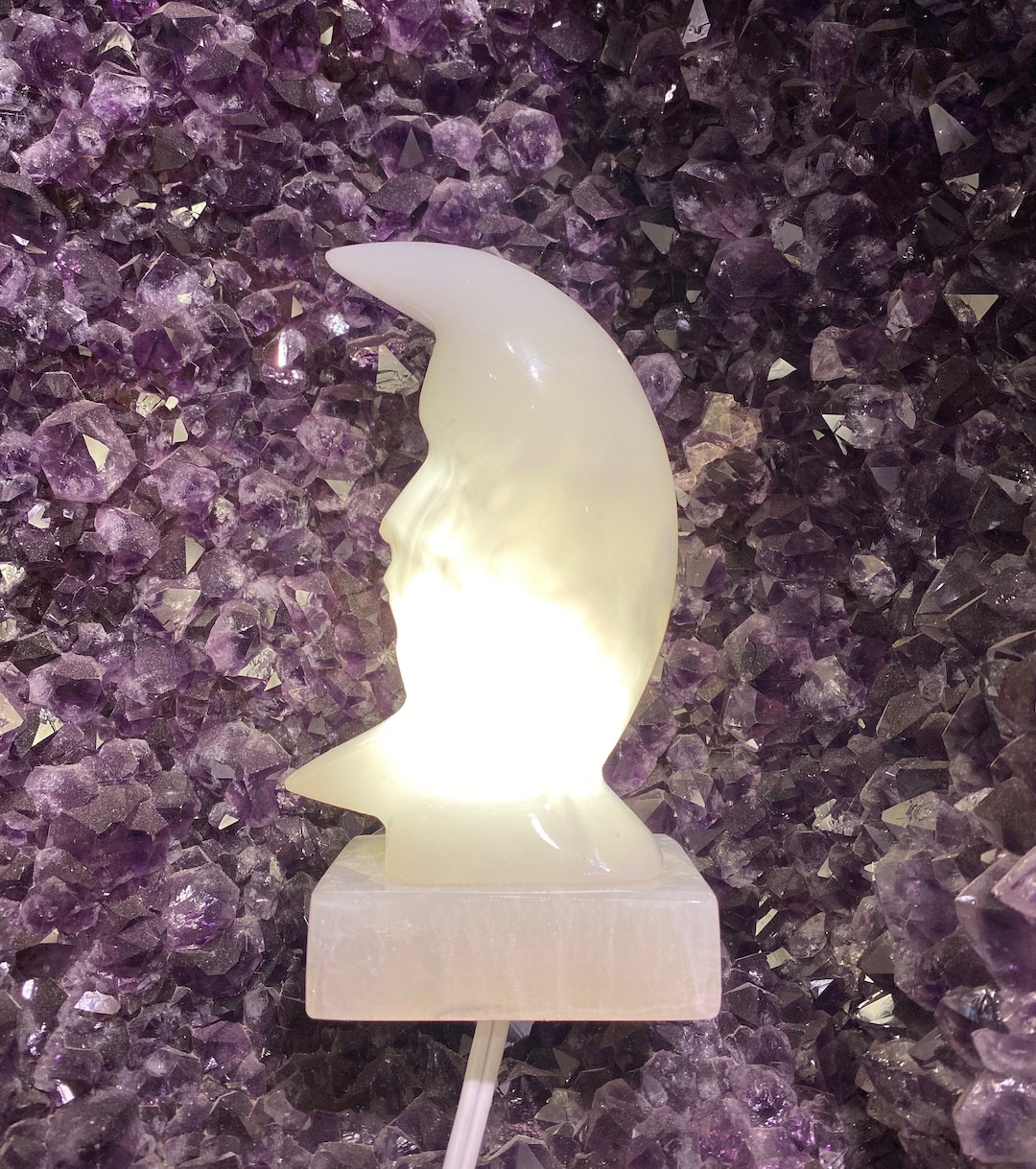 Onyx Moon Lamp, White Moon Lamp, Moon Shape Lamp, Crescent Shape ...