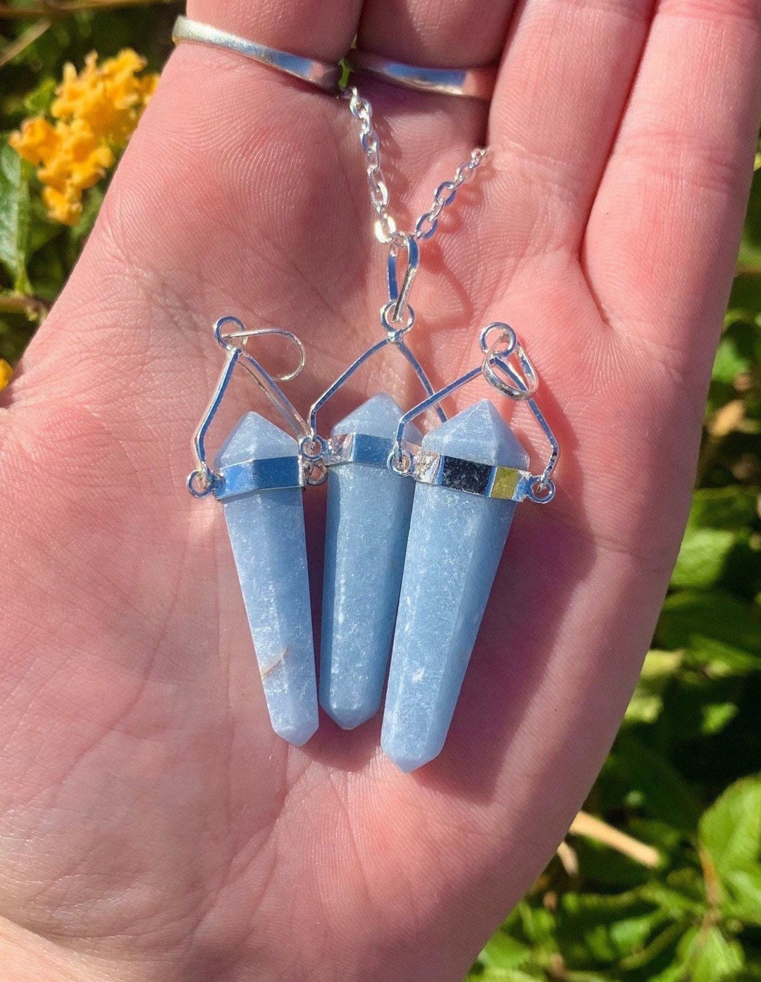 Angelite Swivel Necklace, Terminated Point, Crown Chakra, Angel Stone ...