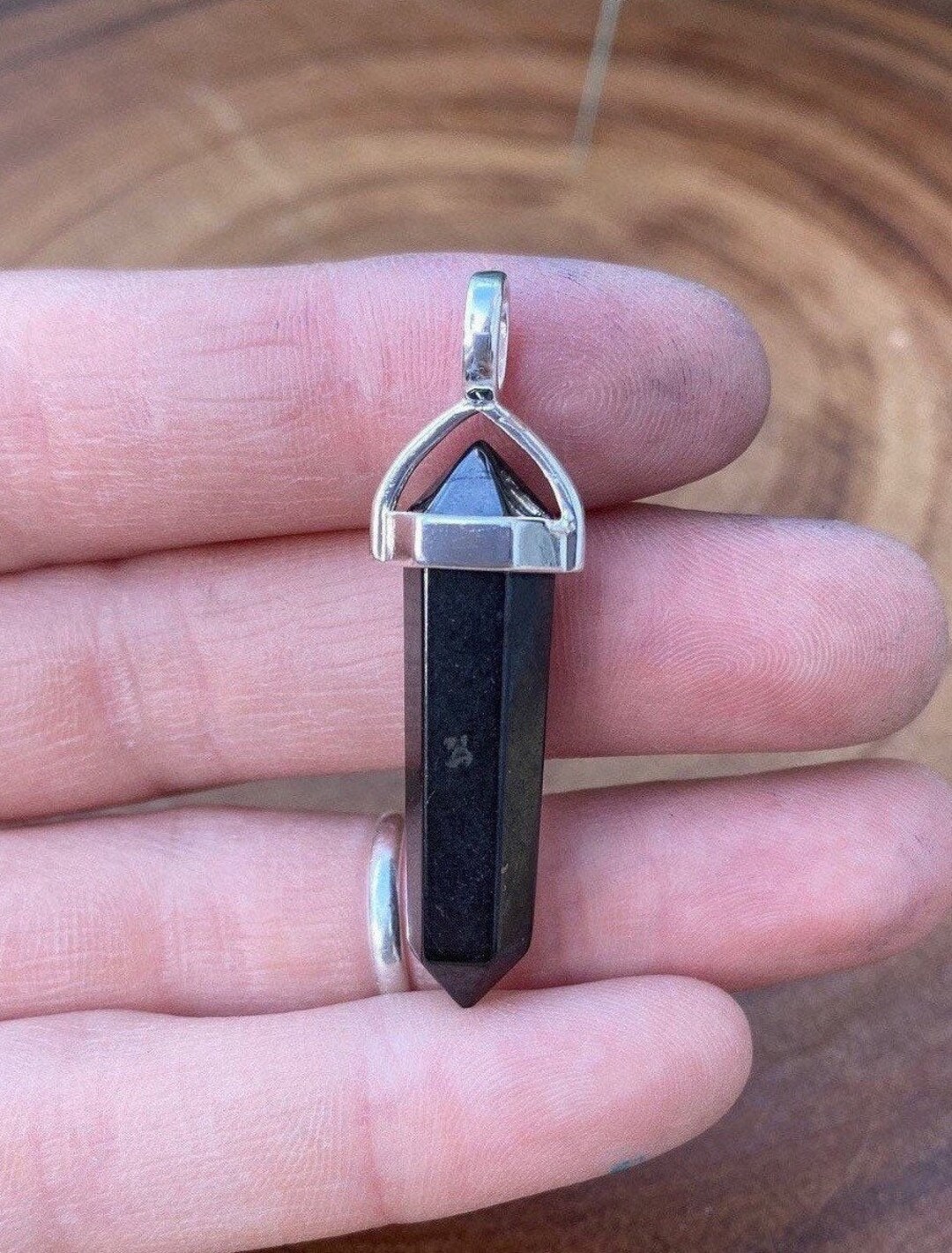 Shungite Point, Shungite Necklace, Protection Necklace, Talisman, Terminated Point, Black ...