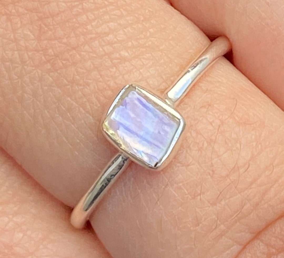 Rough Moonstone Ring, Stackable Ring, June Birthstone, Female Power ...