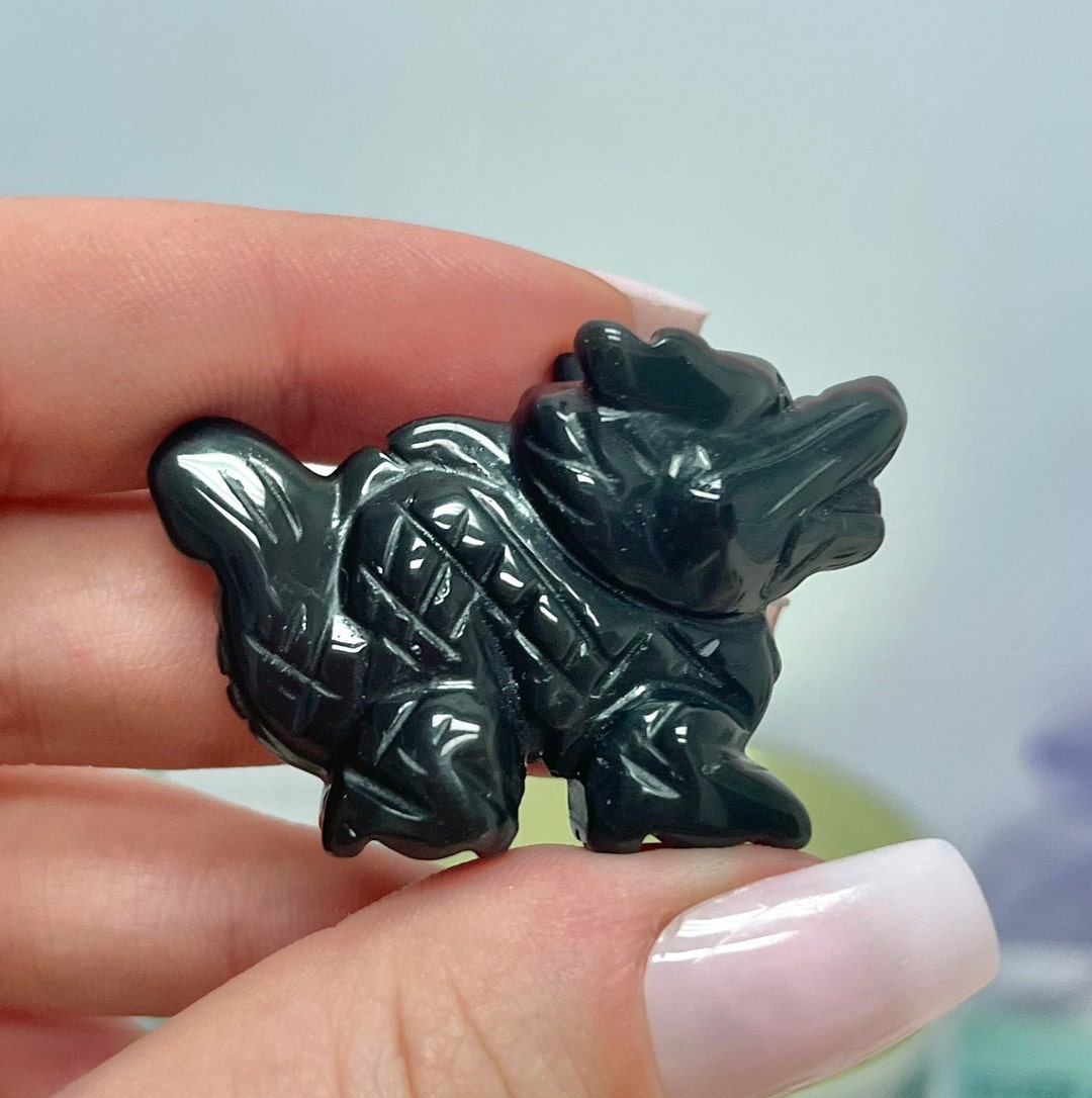 Small Black Obsidian Dragon Carving, Hand Carved Dragon Statue, Root ...