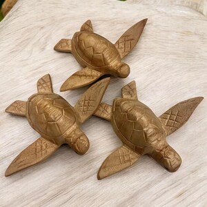 One Hand-carved Teak Wood Sea Turtle, Wooden Turtle Gift, Zen Ocean ...