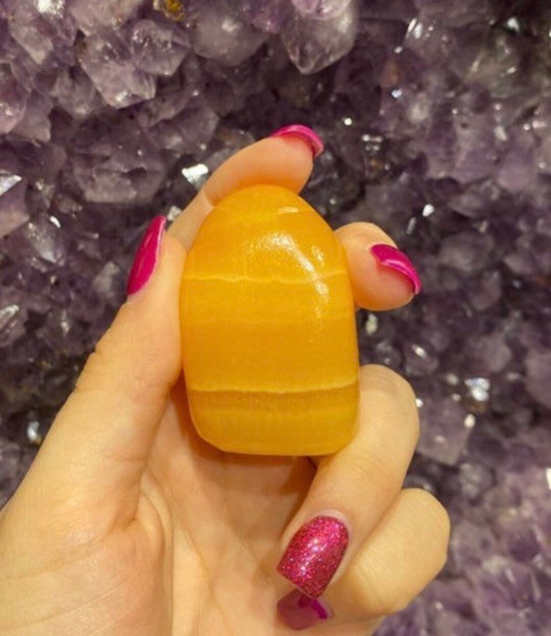 One Orange Calcite Palm Stone, Orange Calcite Gallet, Orange Calcite ...