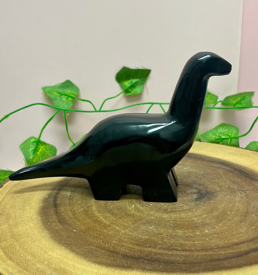 Large Black Marble Apatosaurus Dinosaur Carving, Paleontology, Crystal ...