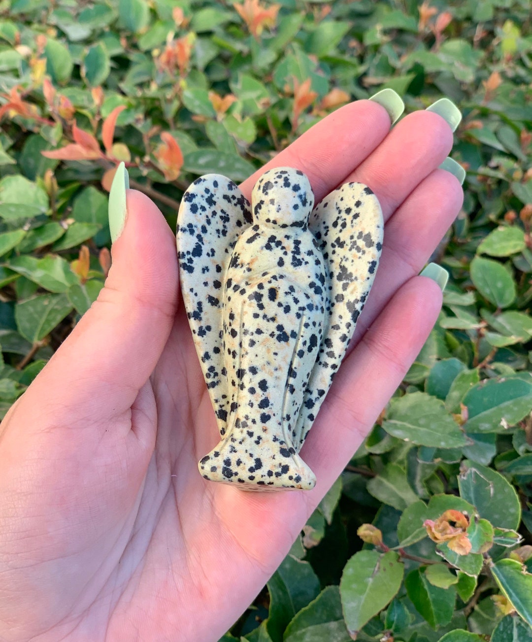 Dalmatian Jasper Angel Carving, Stone Angel Carving, Angel Figurine ...
