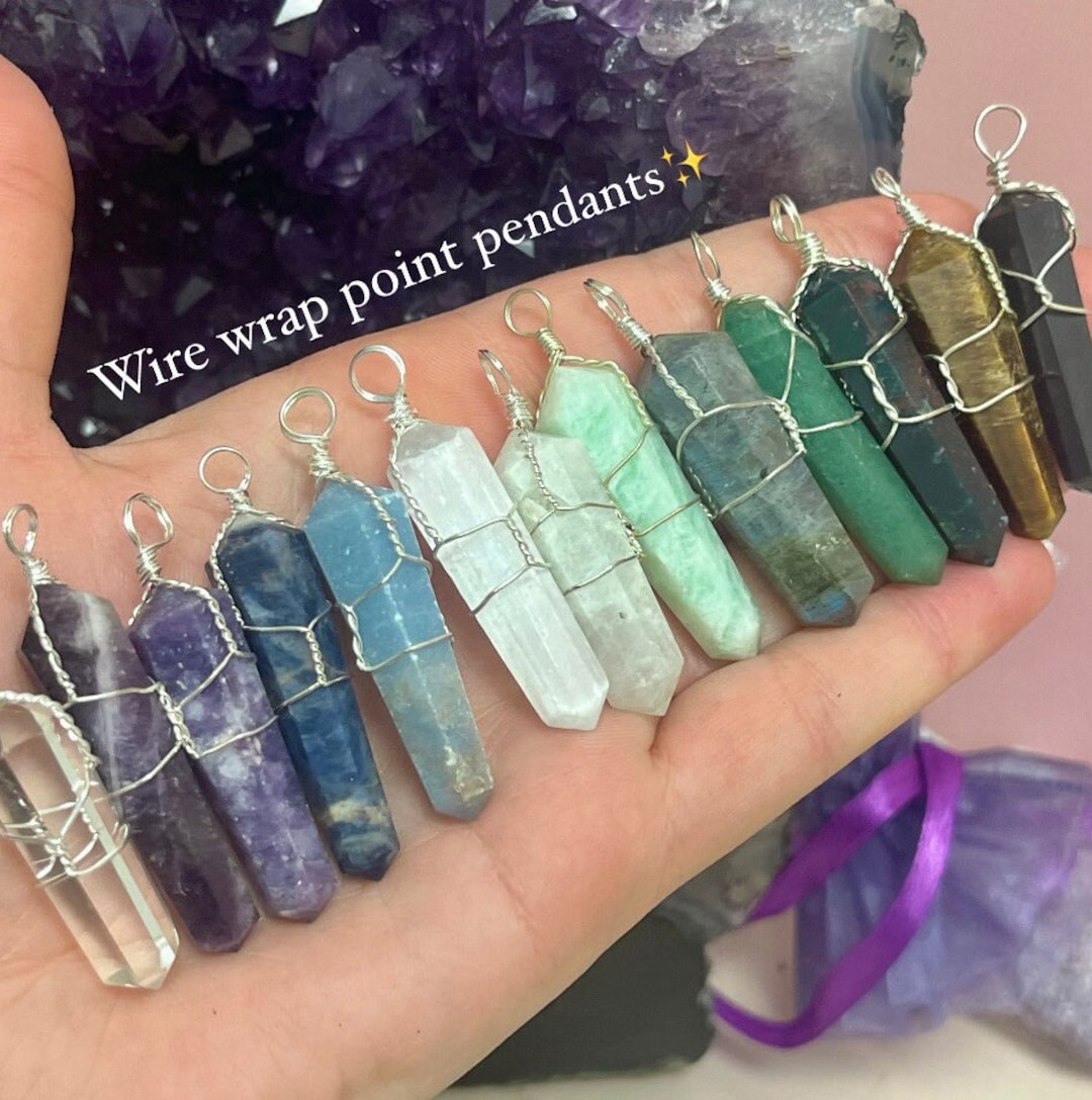 Wire Wrapped Crystal Point Pendant Collection, Genuine Stone Necklaces ...