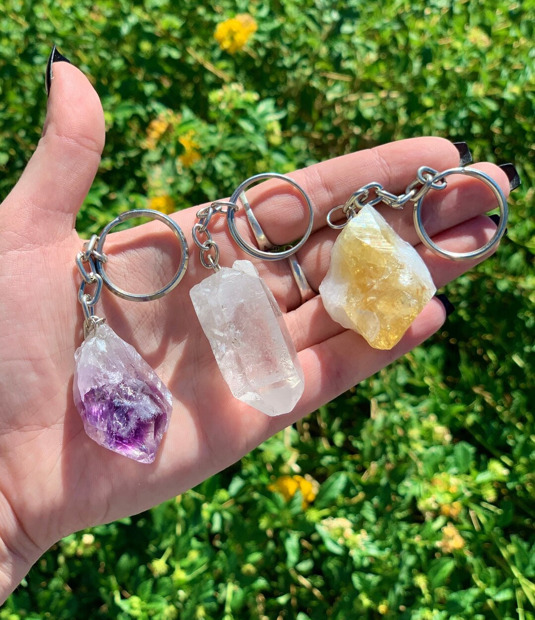 Crystal Keychain – Choose Amethyst, Citrine, Clear Quartz or Onyx ...
