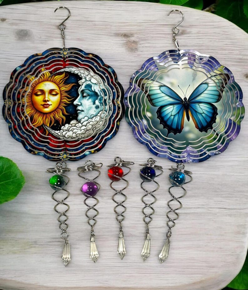 Wind Spinner – 3D Metal Garden Art With Stained Glass Look, Choose Your ...