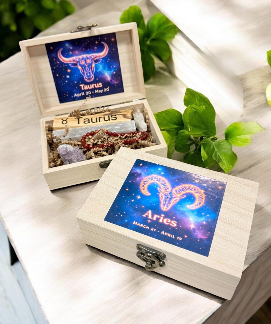 Zodiac Crystal Gift Box – Astrology Set With Amethyst, Clear Quartz ...