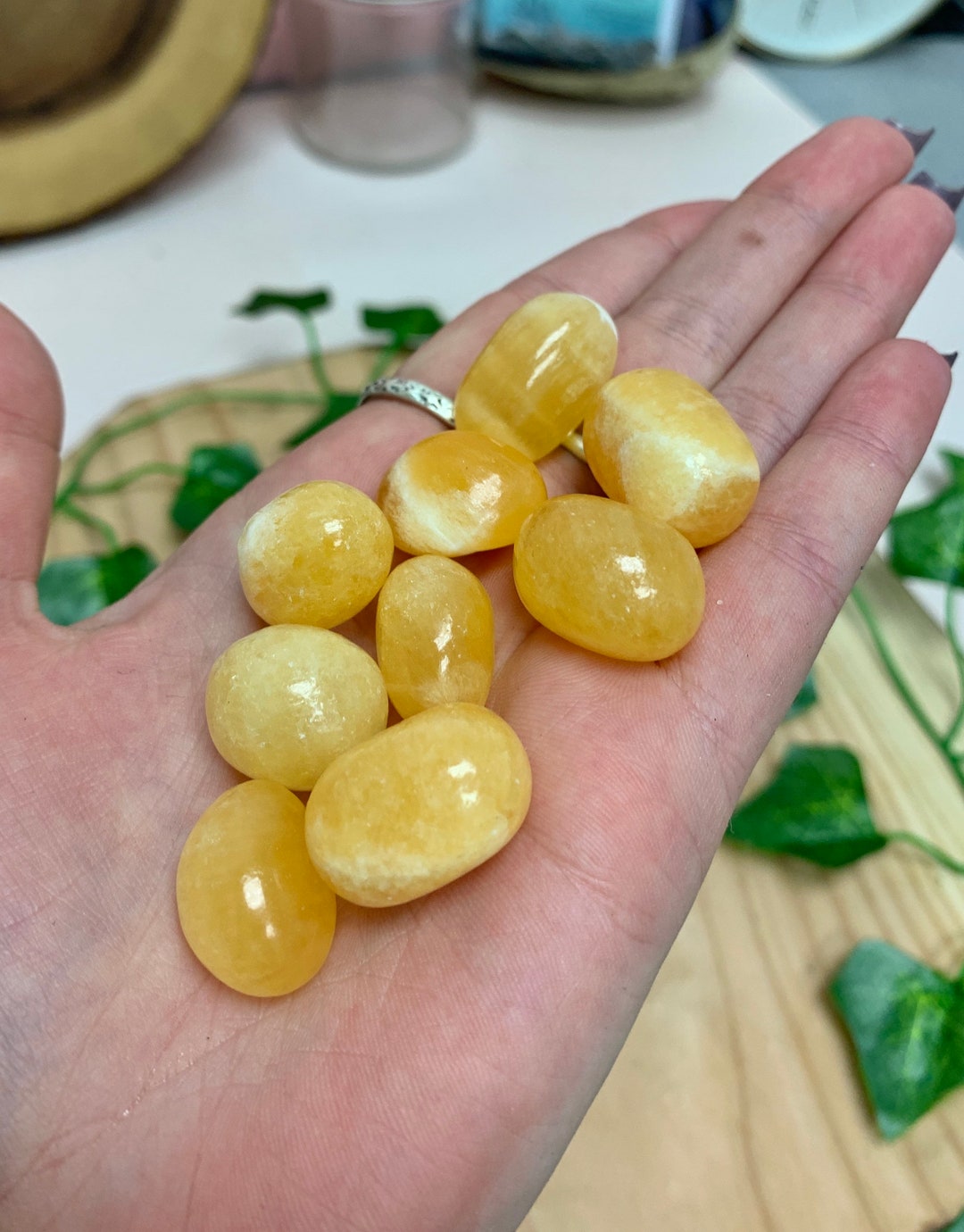 One Orange Calcite Tumbled Stone, Orange Calcite Pocket Stone ...