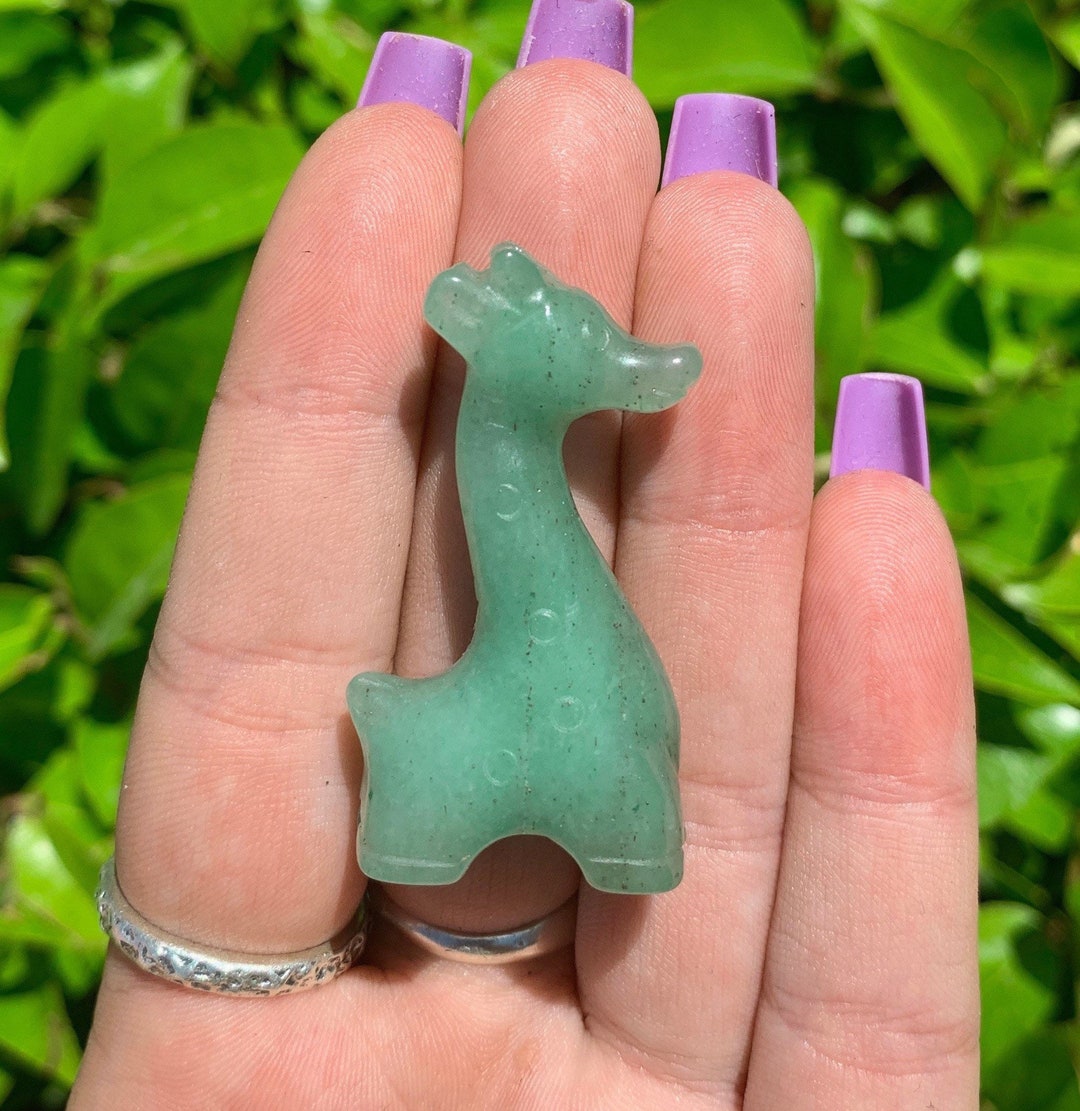 Mini Green Aventurine Giraffe, Crystal Carving, Green Giraffe Figurine ...