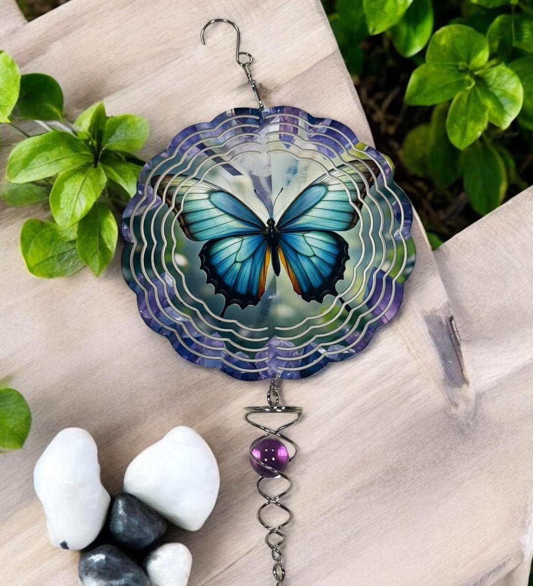 Wind Spinner – 3D Metal Garden Art With Stained Glass Look, Choose Your ...