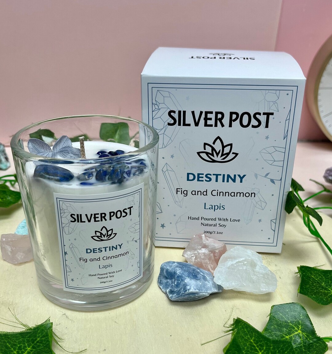 Flowers & Crystals Soy Destiny Crystal Candle, 7.1 Oz Hand Made ...
