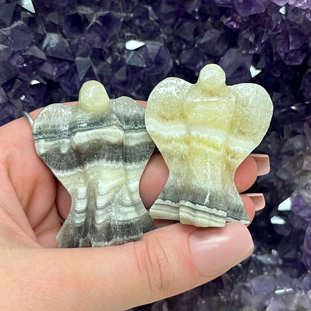 Small Zebra Onyx 1.75" Angel Carving, Prayer Angel, Stone Carving ...