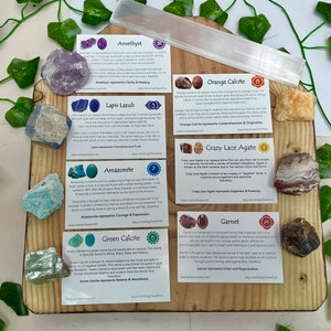 7 Chakra Stones Beginner Crystal Kit W/ Selenite Charging Bar, Rough ...
