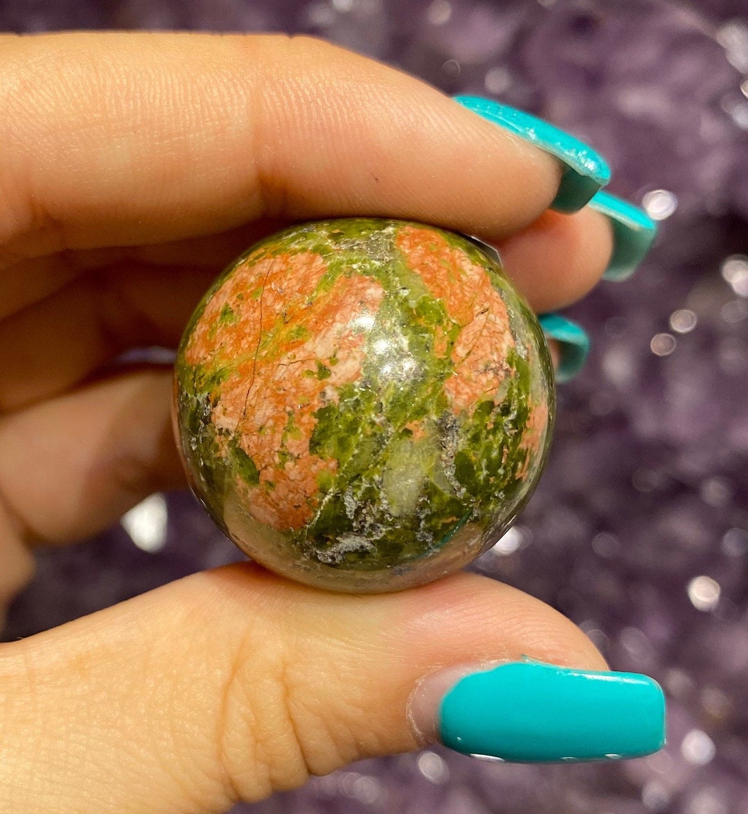 One Unakite Sphere With Stand 2 Sizes Available Small Unakite Sphere ...