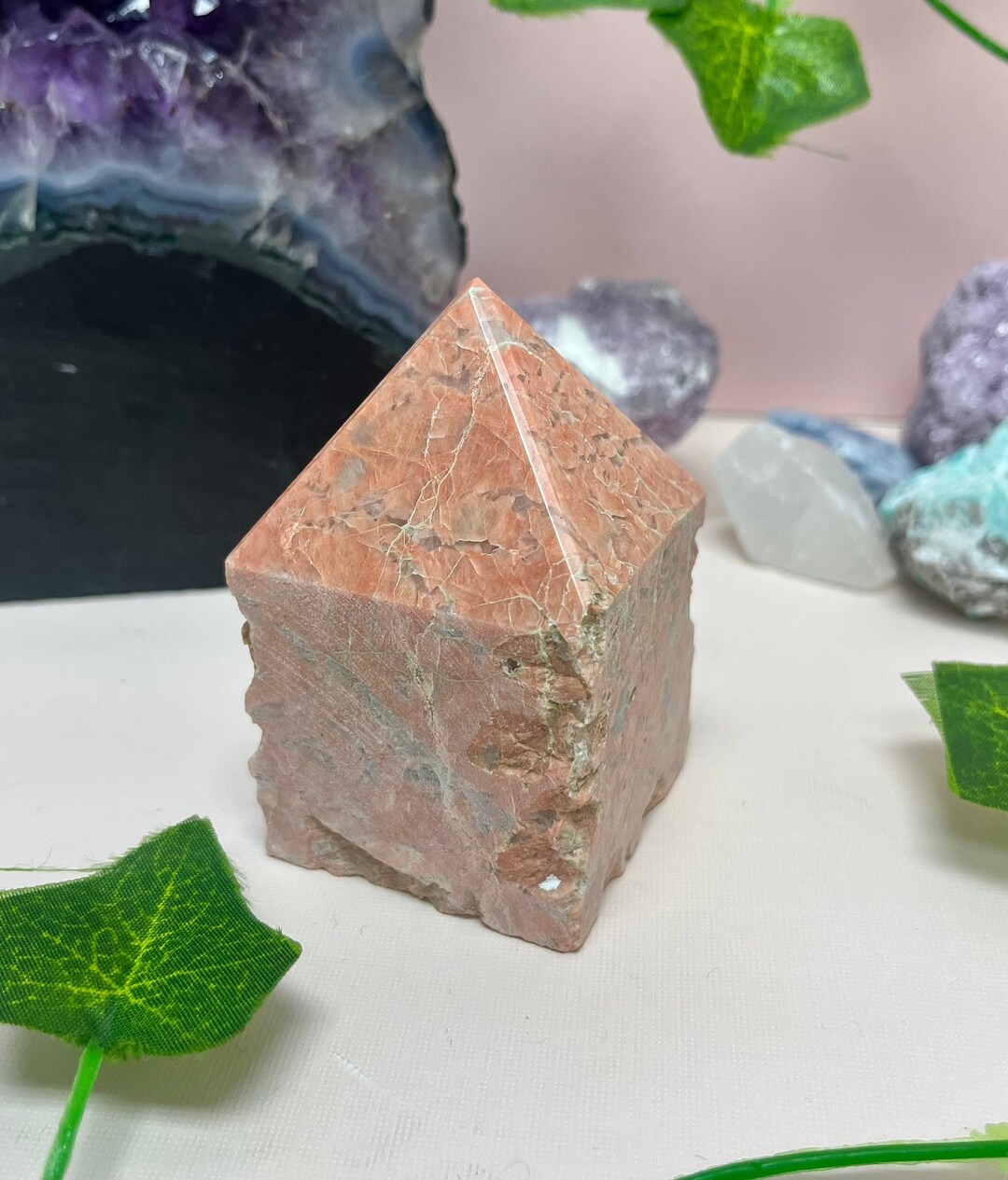 Small Magical Salmon Pink Unakite Polished Point, Unakite Tower ...