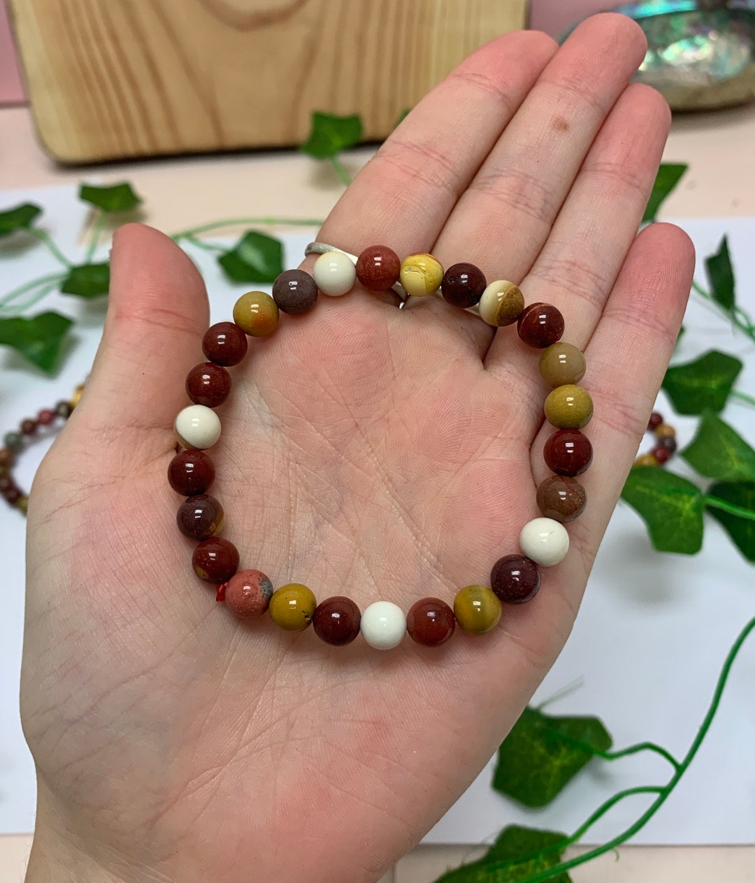 One 8mm Mookaite Bracelet, Round Beded Bracelet, Mookaite Stone ...