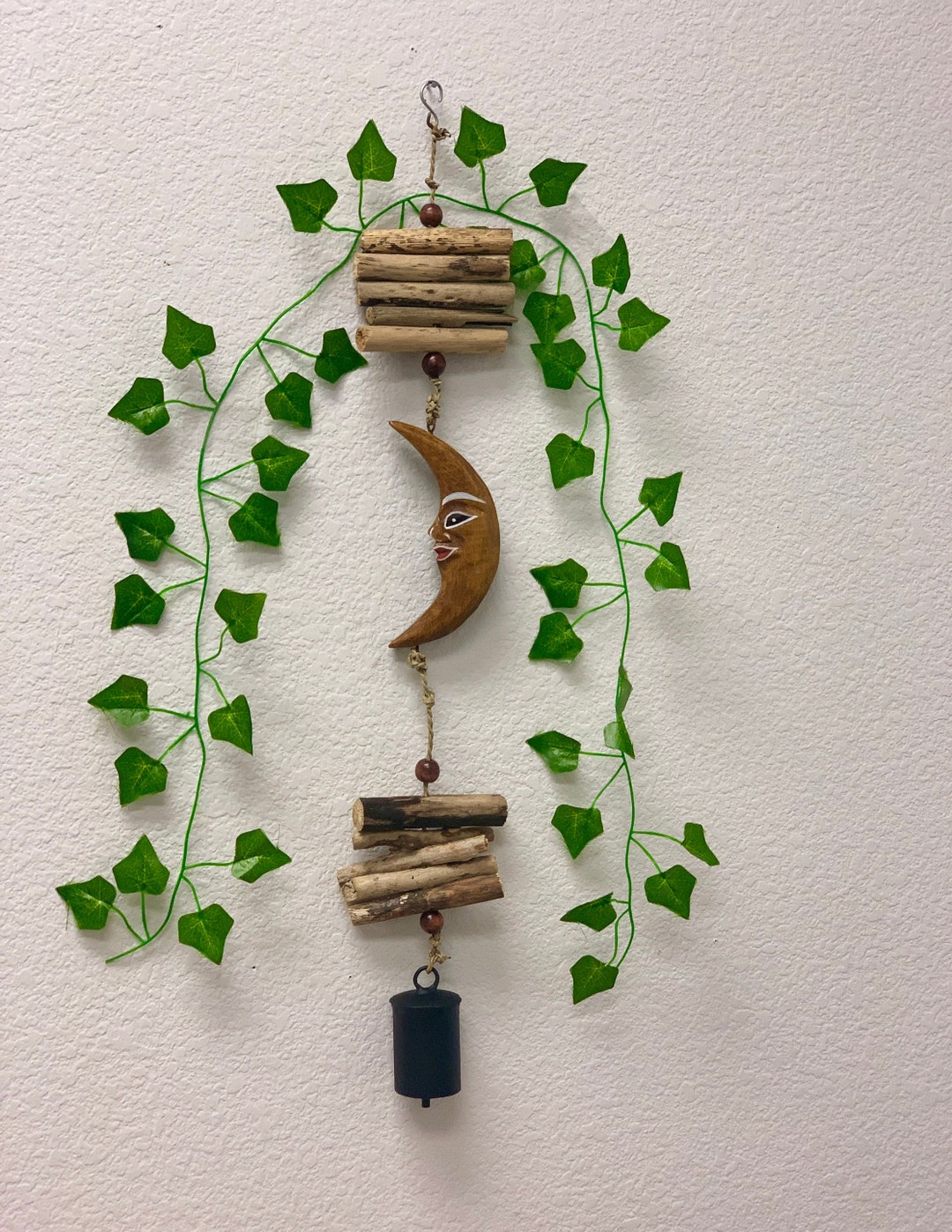 Wooden Crescent Moon Wind Chime multiple Colors, Backyard Decor, Cute ...