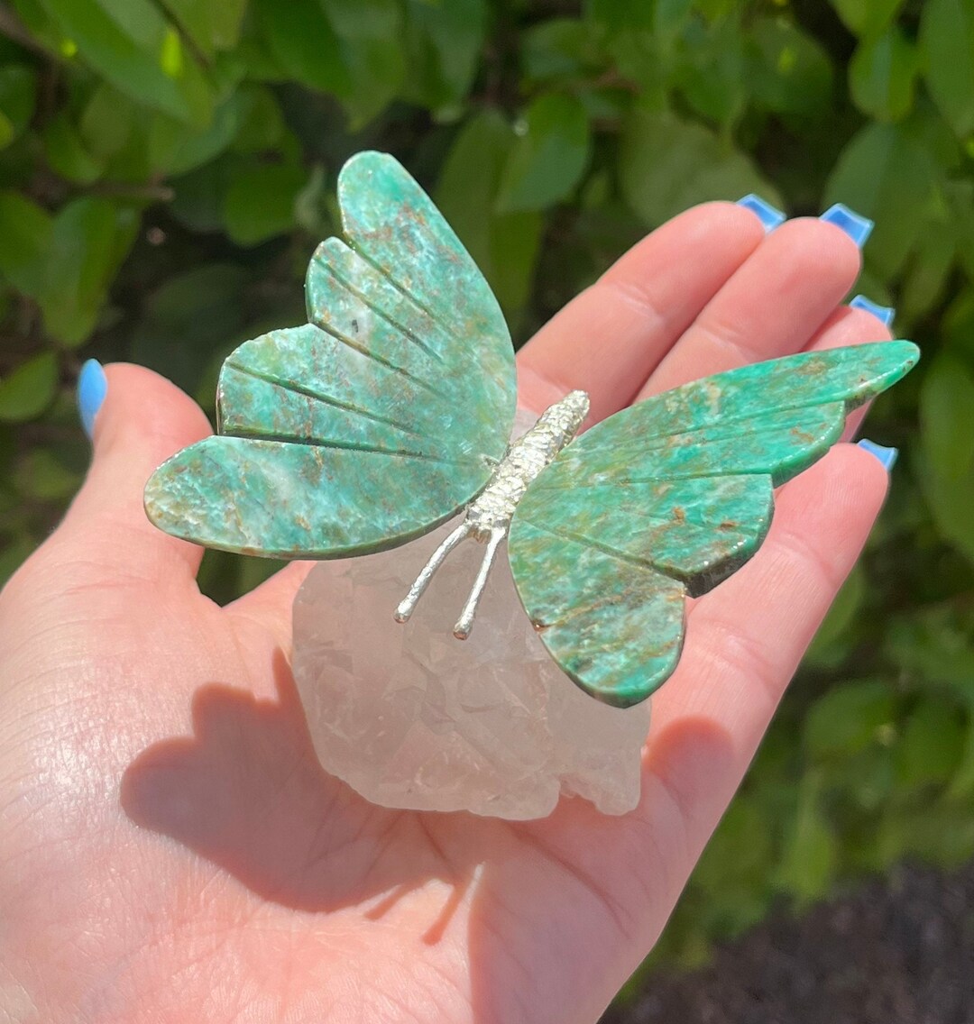 Crystal Winged Brass Body Butterfly on Quartz Base (multiple Stones ...