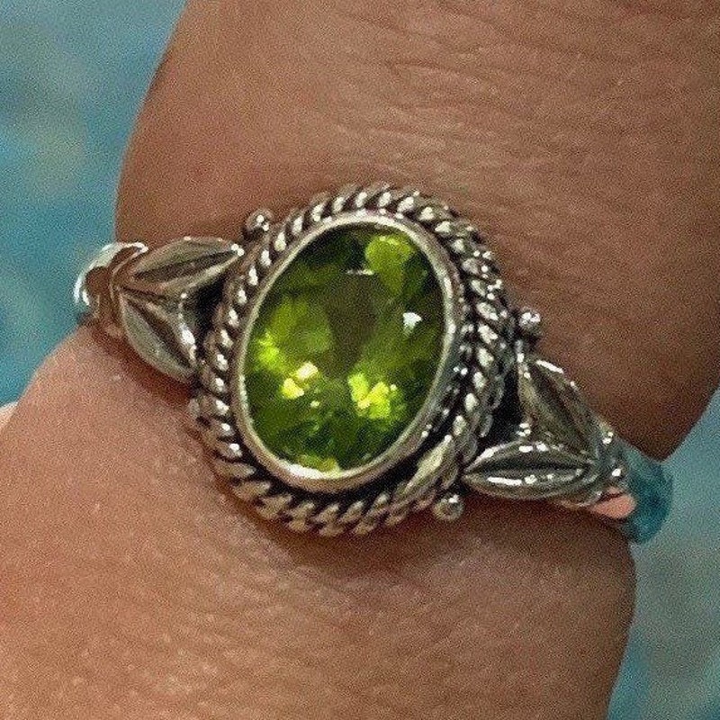Green Silver Ring - Etsy